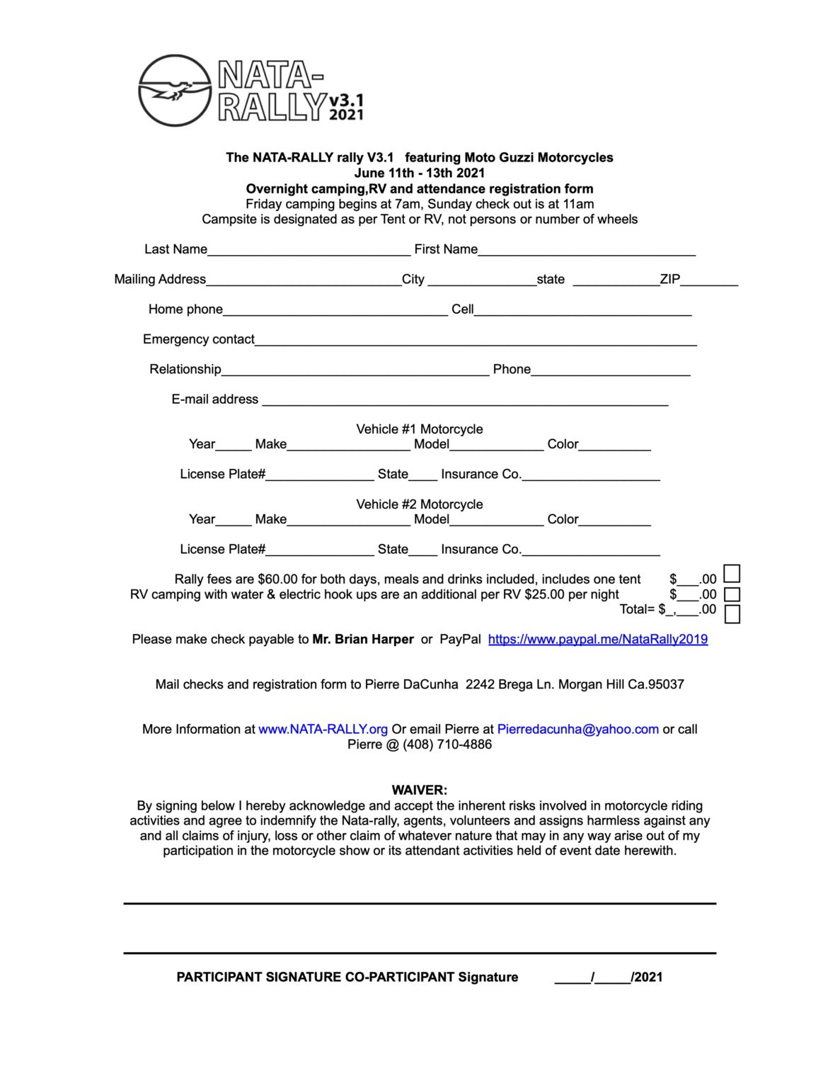 » Registration Form NATA-RALLY